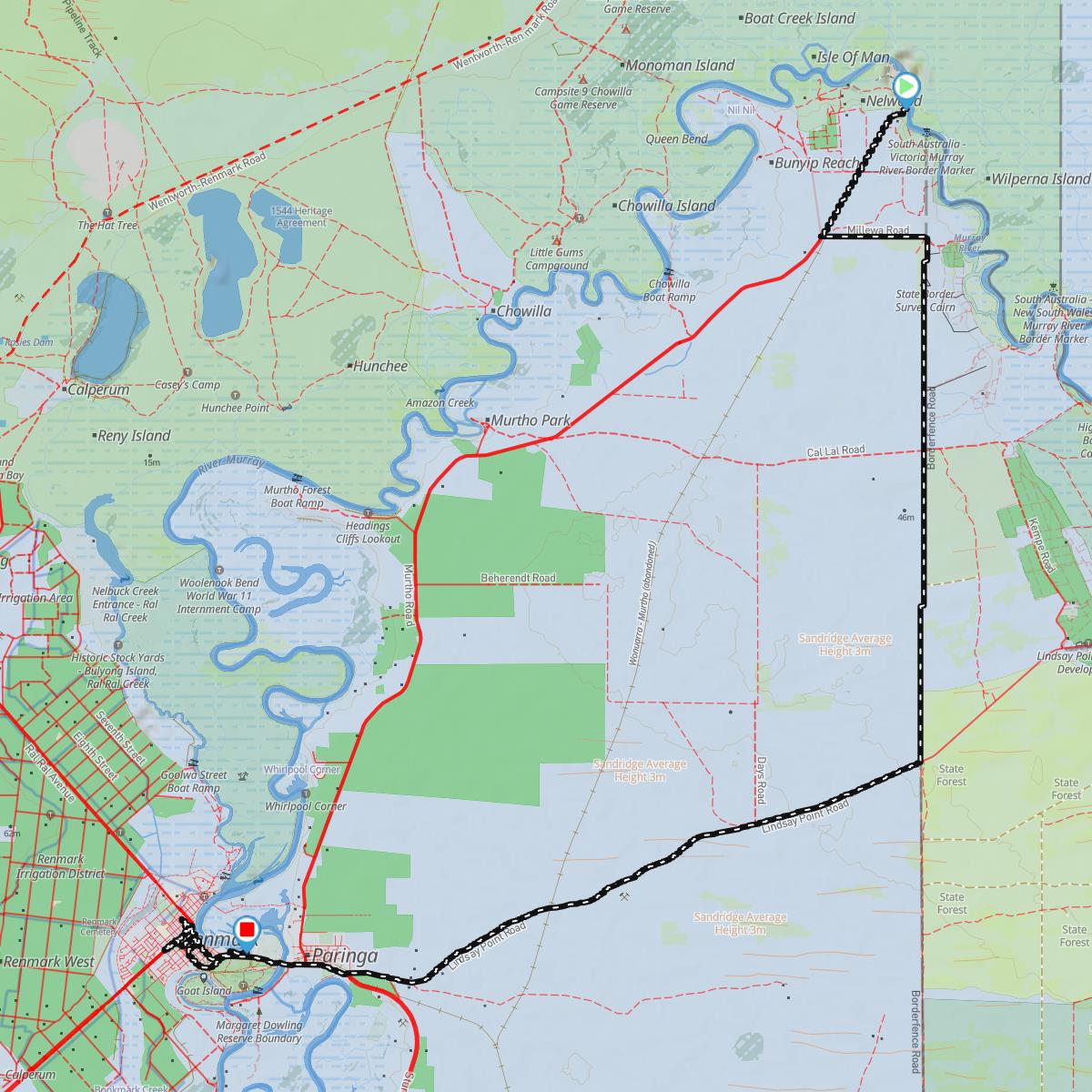 Border Cliffs via Border Fence to Renmark SA